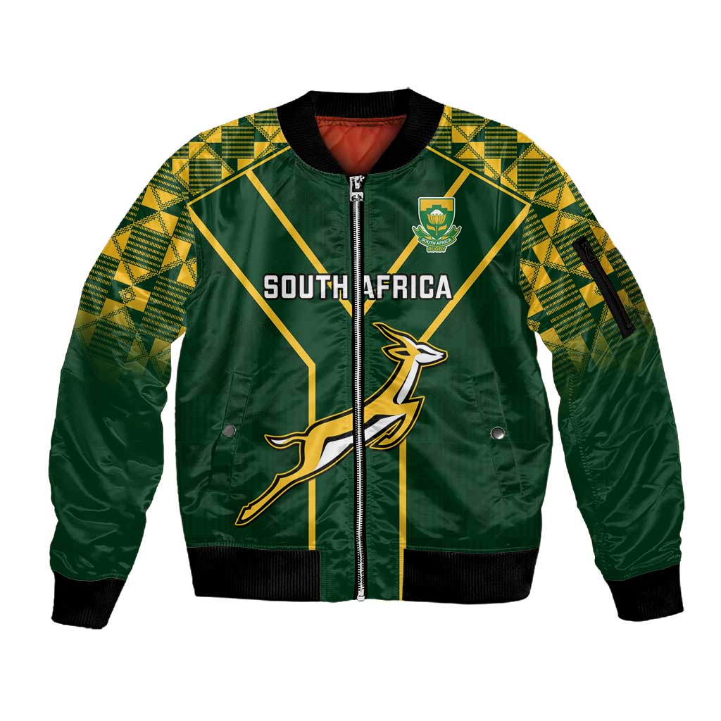 South Africa Rugby Sleeve Zip Bomber Jacket Go Champions Springboks by ...