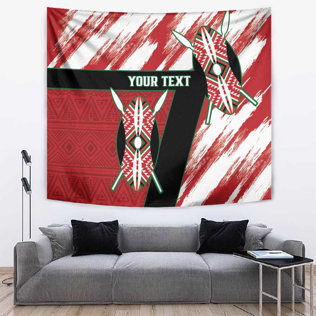 Custom Kenya Rugby Sevens Tapestry Maasai Shield With African Pattern ...