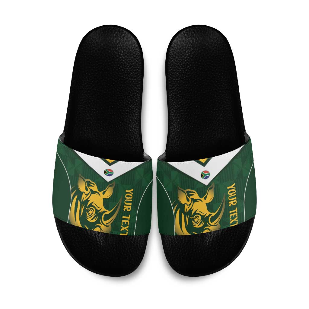 South Africa Rugby Custom Slide Sandals Springboks Kente Rhino Symbol ...