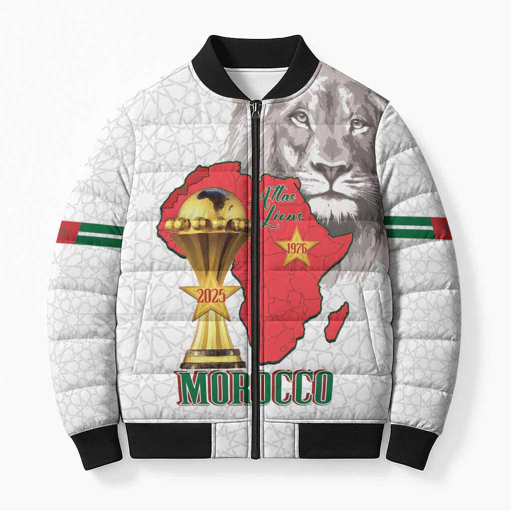 Morocco Football Custom Bomber Puffer Jacket Atlas Lions Champions ...
