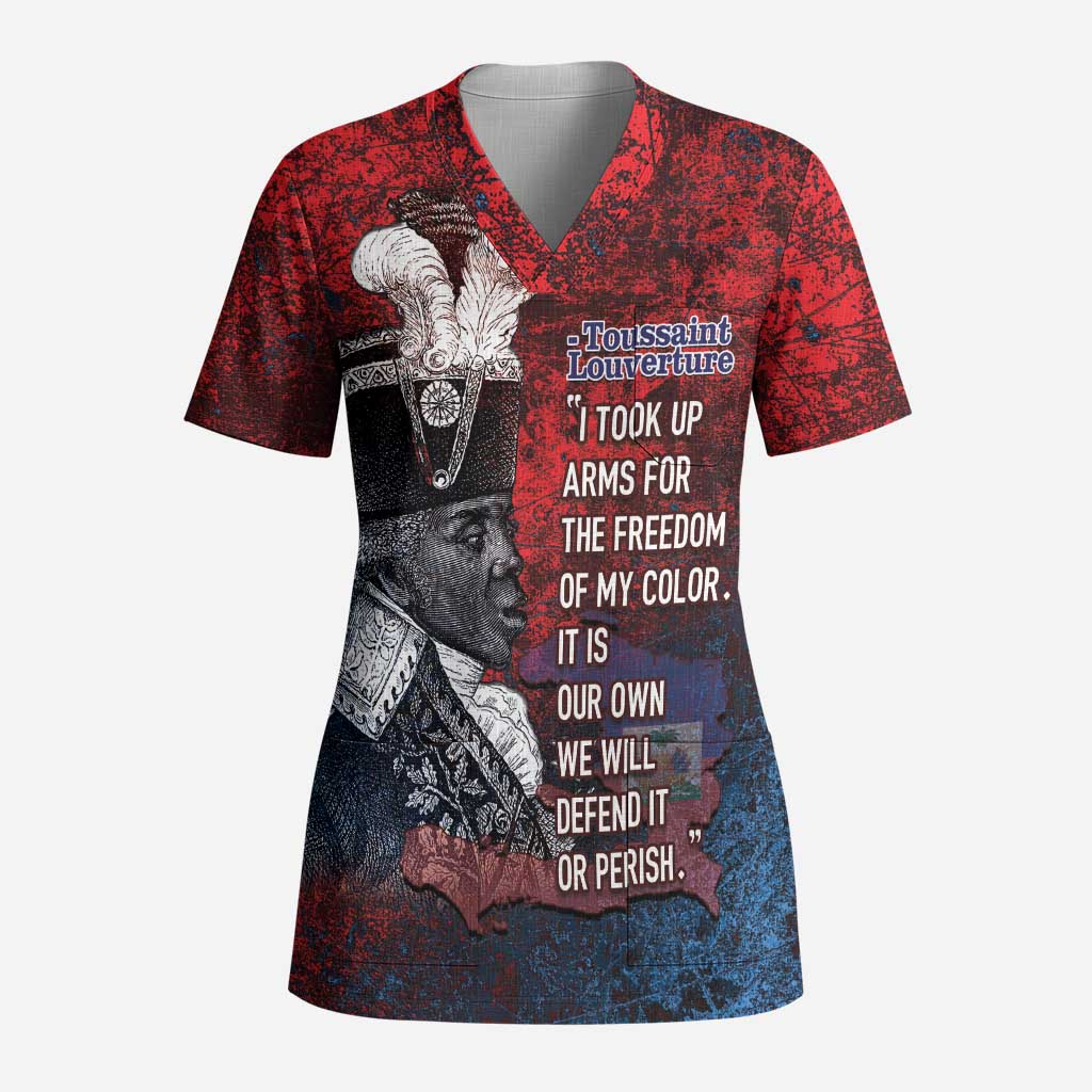 Personalized Toussaint Louverture Afro Haiti Scrub Top Haitian Father ...