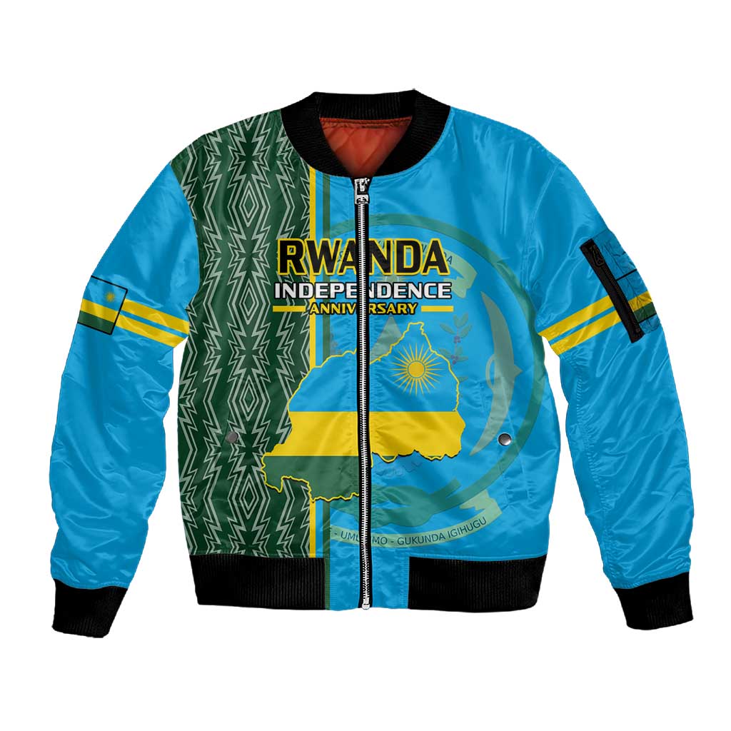 Personalised 1 July Independence Day Rwanda Sleeve Zip Bomber Jacket ...
