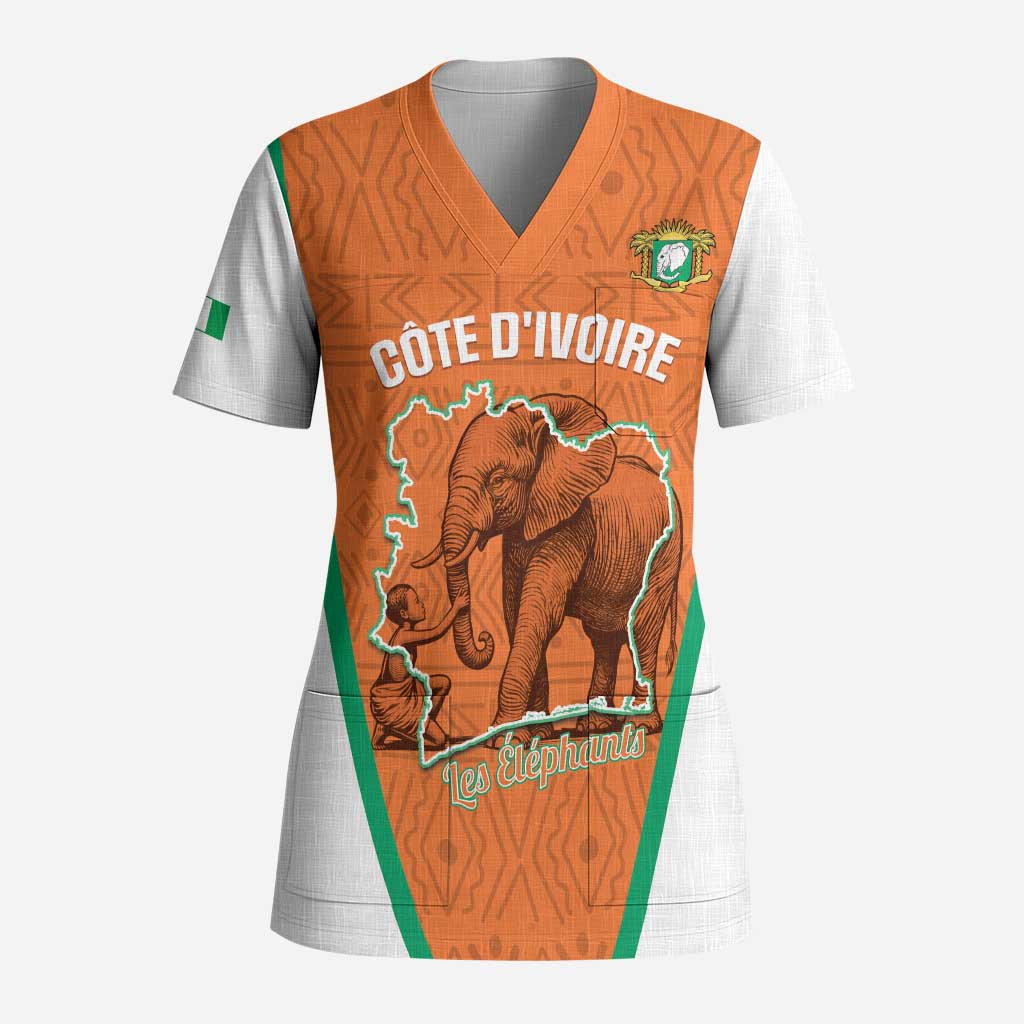 Custom Ivory Coast Football Scrub Top 2026 Cote d'Ivoire Les Elephants ...
