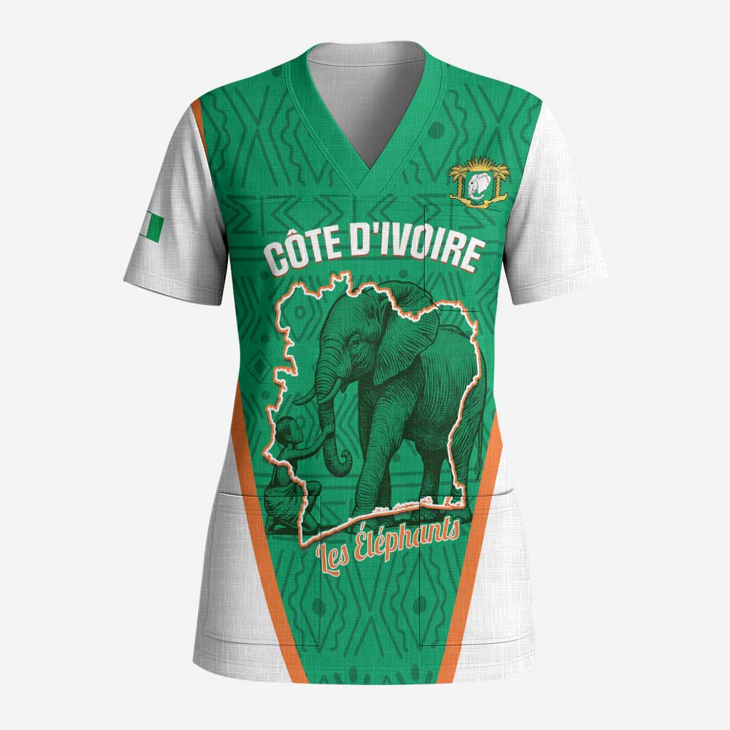 Custom Ivory Coast Football Scrub Top 2026 Cote d'Ivoire Les Elephants ...