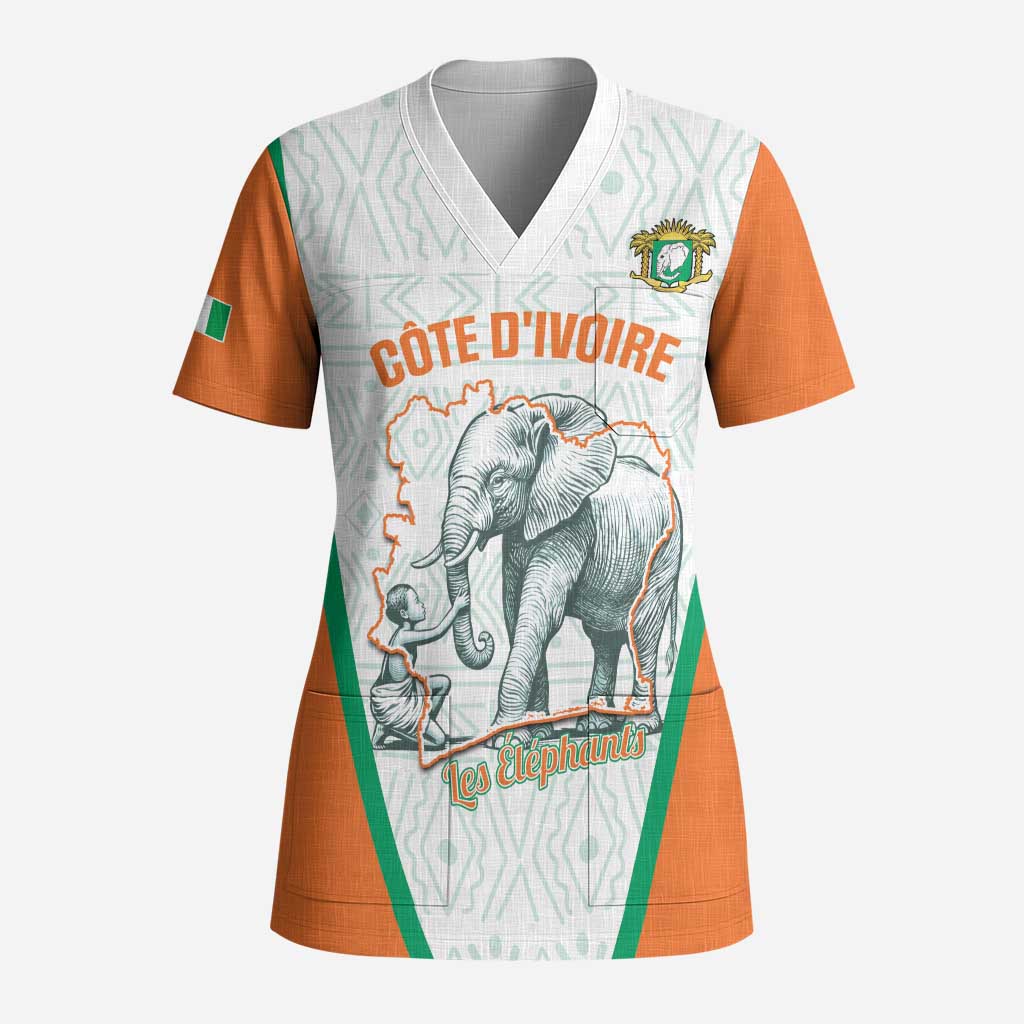 Custom Ivory Coast Football Scrub Top 2026 Cote d'Ivoire Les Elephants ...