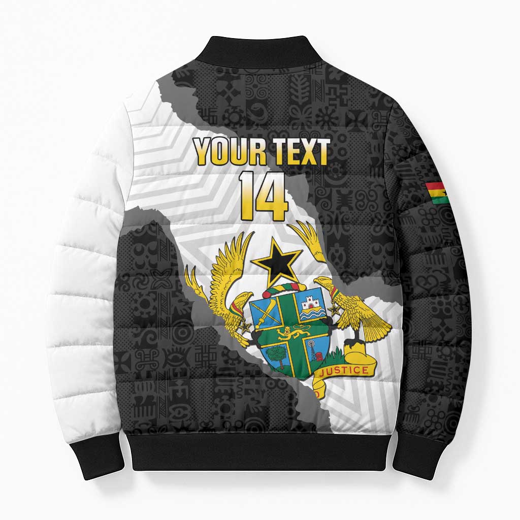 Custom Ghana Football Bomber Puffer Jacket 2026 Go Black Stars Black ...