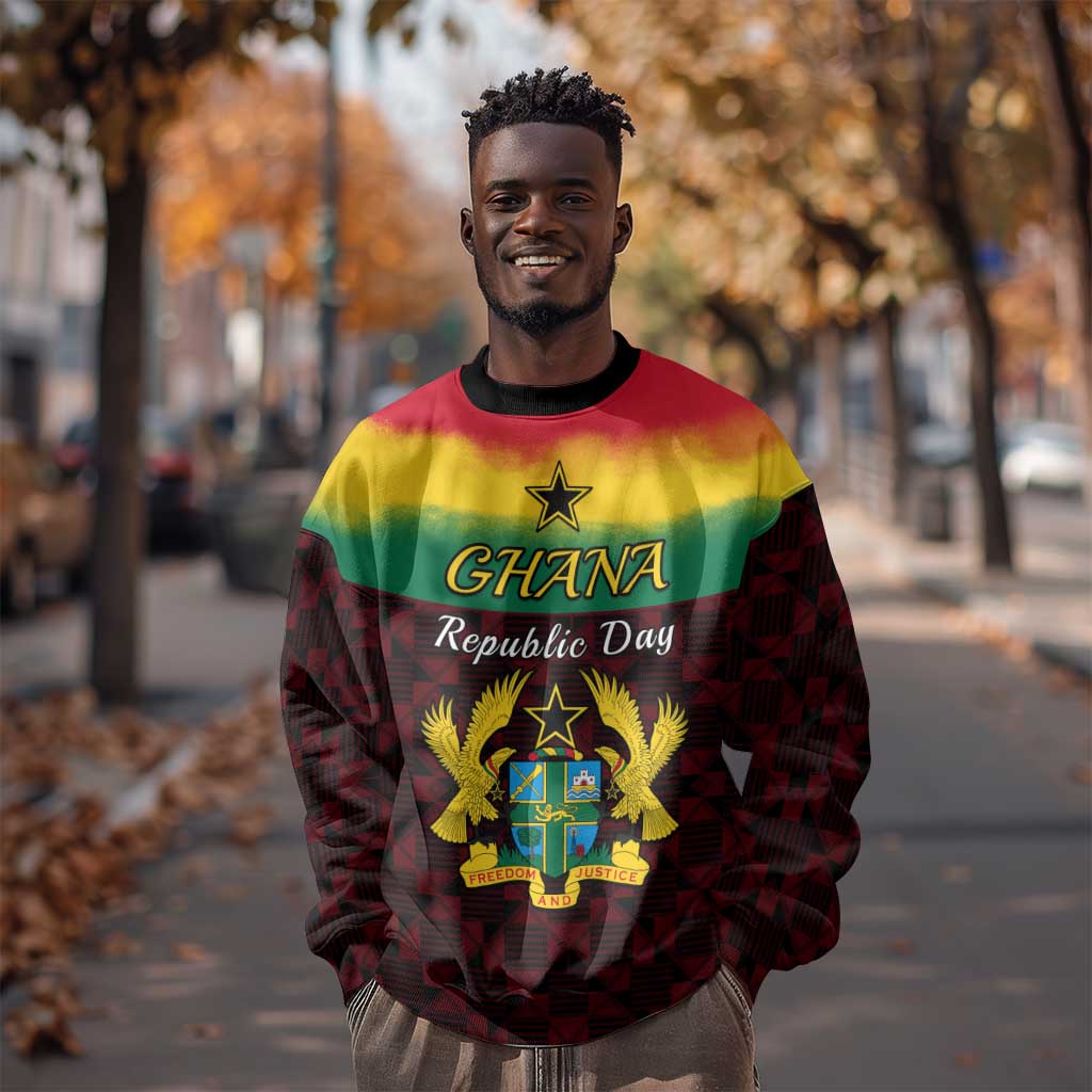 Personalised 1 July Ghana Republic Day Sweatshirt African Pattern Mix Flag Unique Style by AfricanPride African Pride