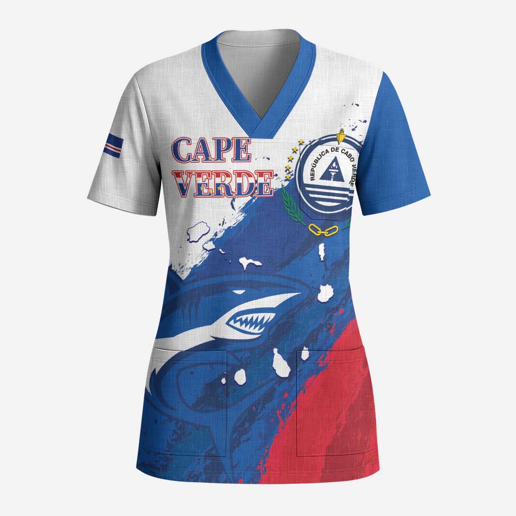 Cape Verde Football Custom Scrub Top Tubaroes Azuis Glory World Cup by ...