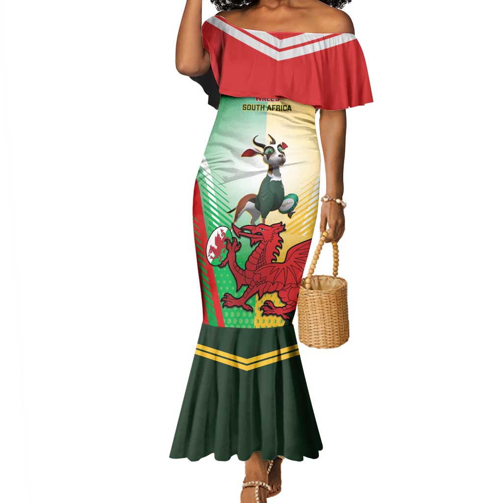 Custom South Africa And Wales Rugby Mermaid Dress Springboks Welsh ...