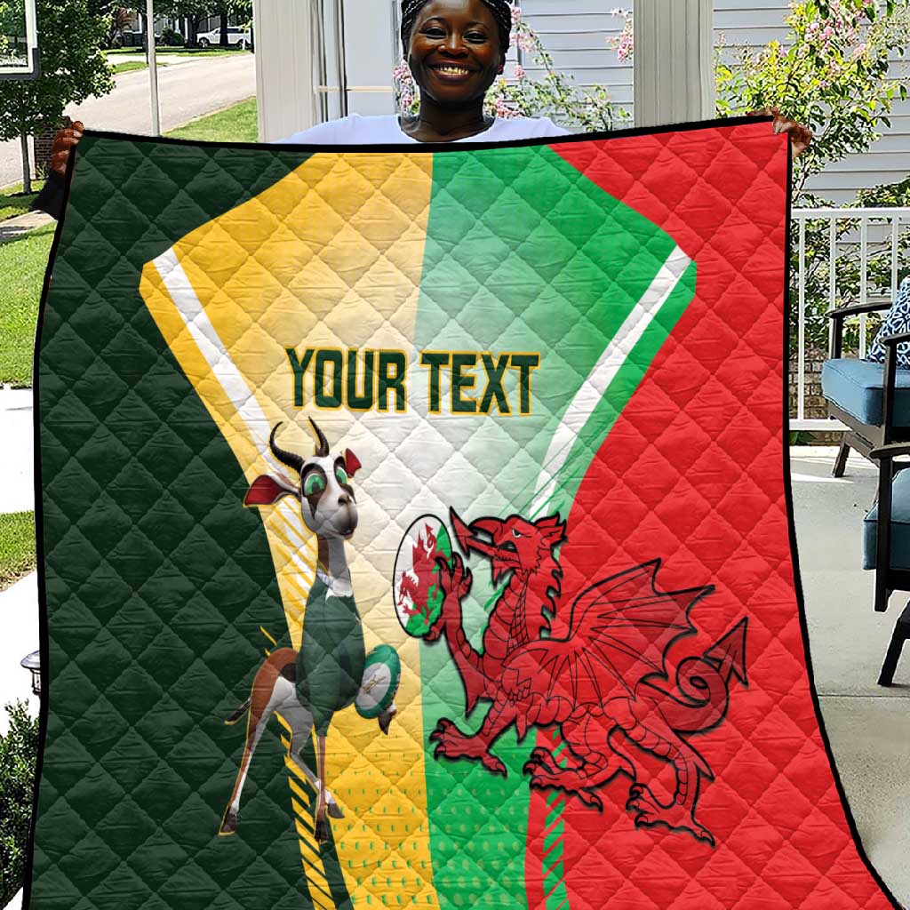 Custom South Africa And Wales Rugby Quilt Springboks Welsh Mascots ...