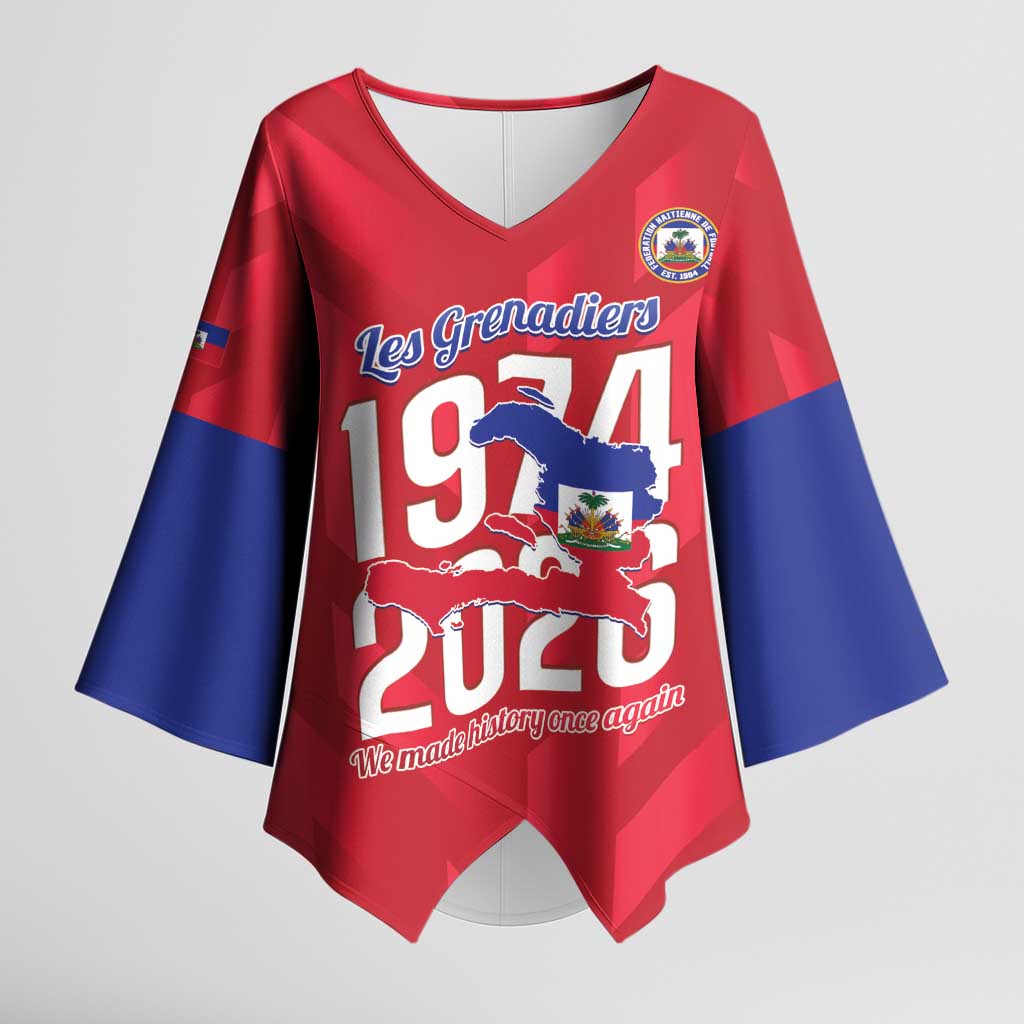 Personalized Haiti Football Kimono Sleeve Blouse Les Grenadiers Made ...