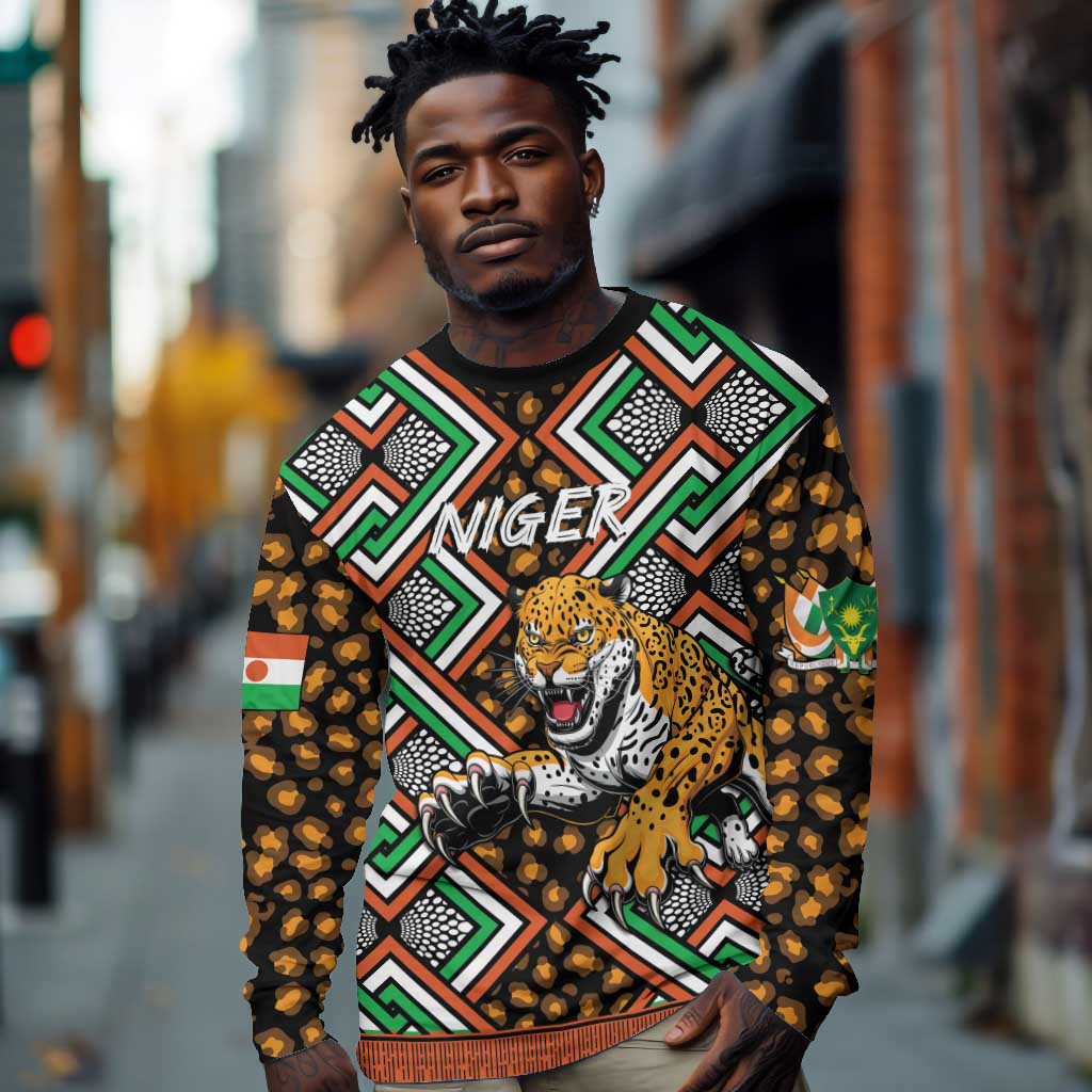 Personalized Afro Niger Long Sleeve Shirt Leopard Ankara African ...