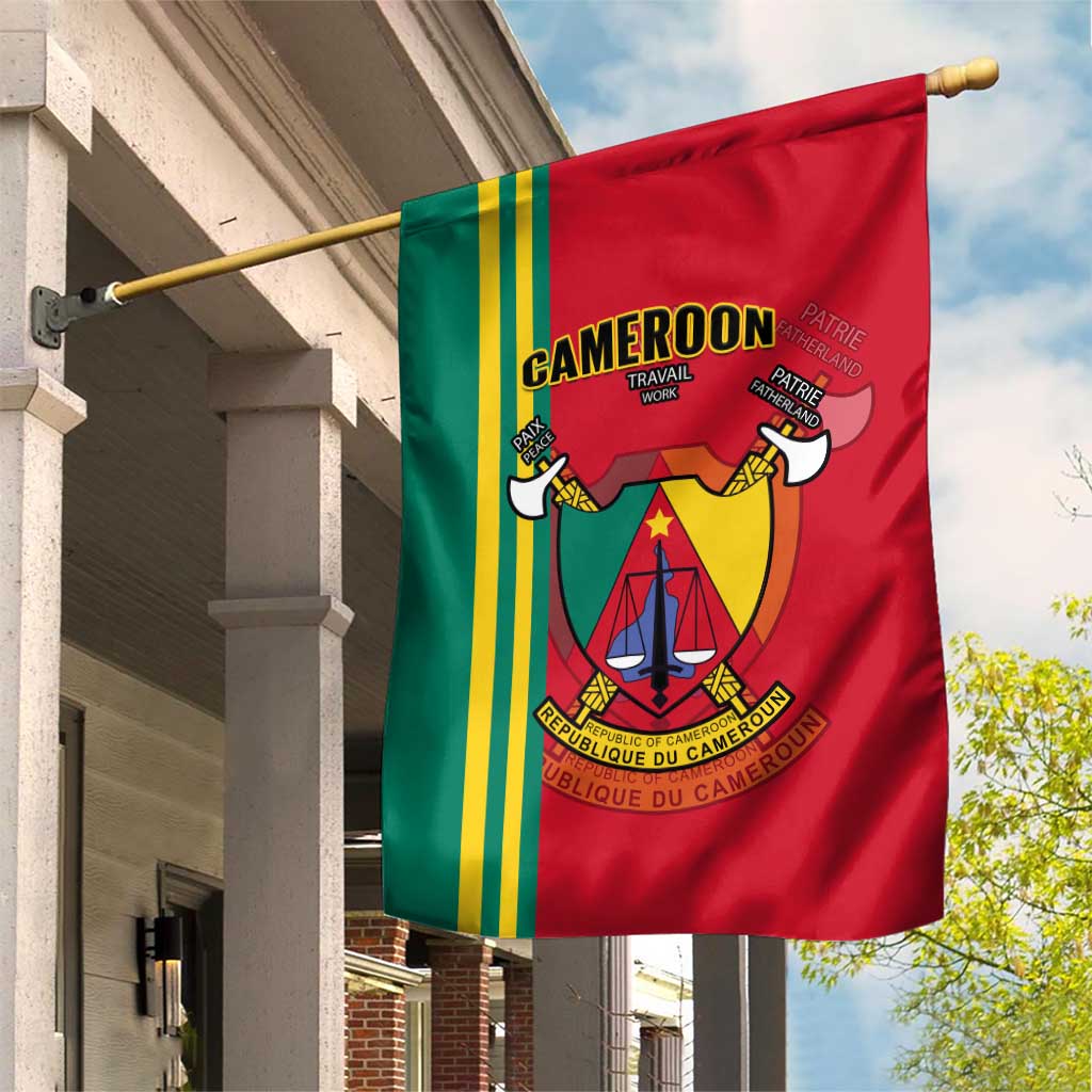 Cameroon Happy Unity Day Cameroun Coat Of Arms Garden Flag by AfricanPride