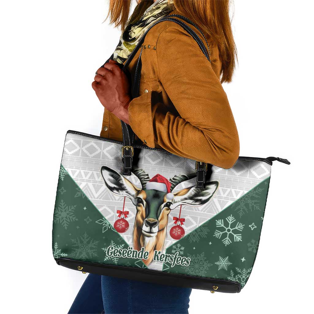 South Africa Springboks Christmas Leather Tote Bag Bokke Santa ...