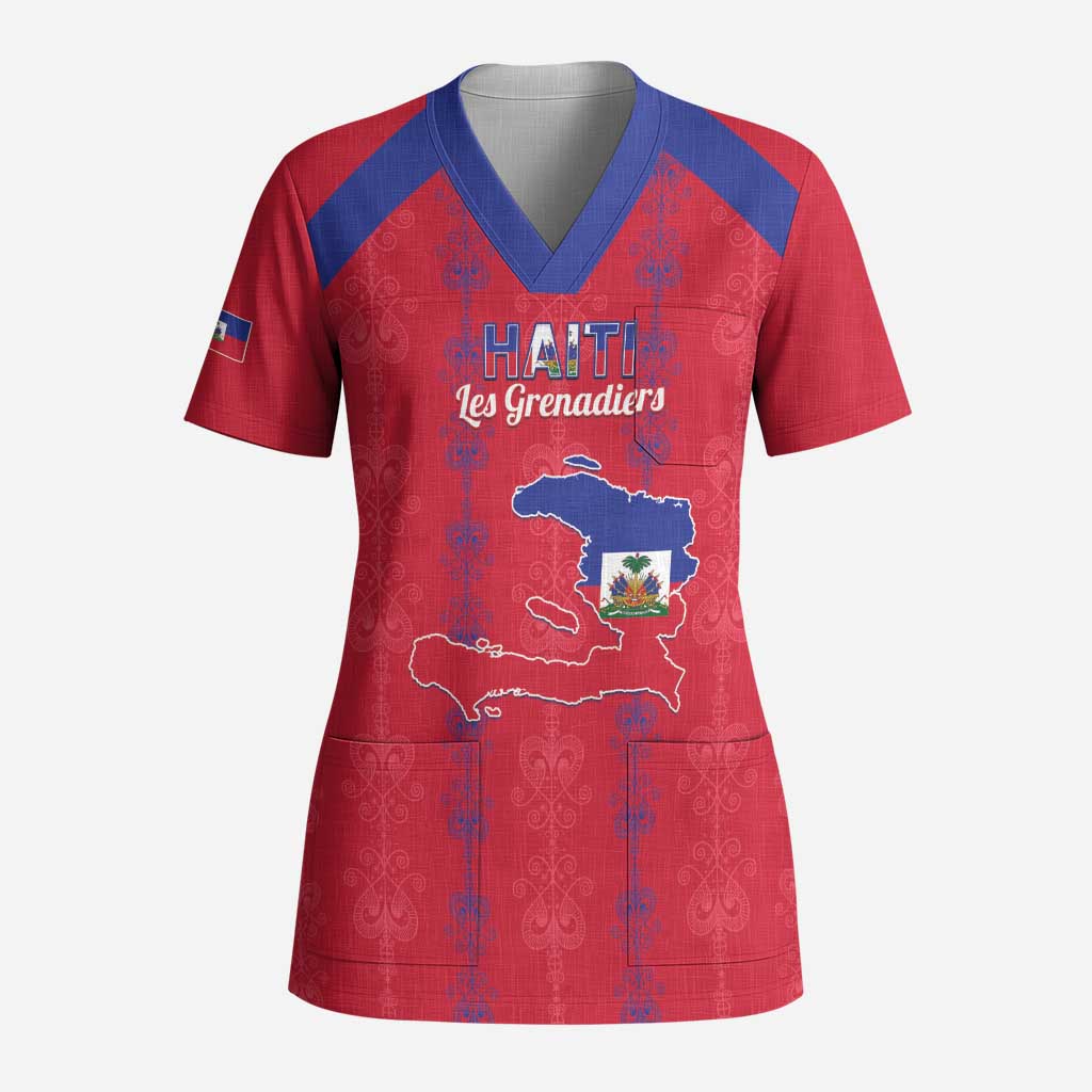 Custom Haiti Football Scrub Top Les Grenadiers Veve Vodou Red by ...