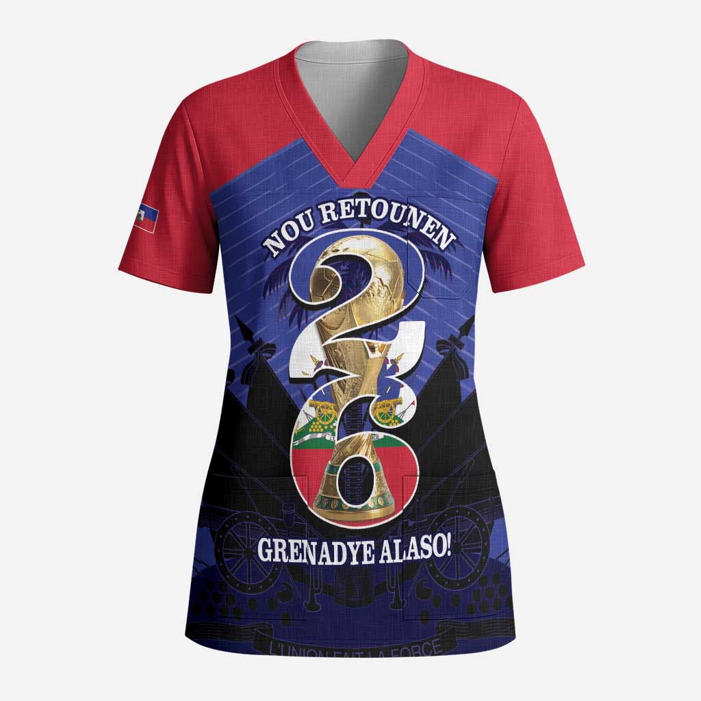 Personalized Les Grenadiers Haiti Football Scrub Top 2026 Nou Retounen ...