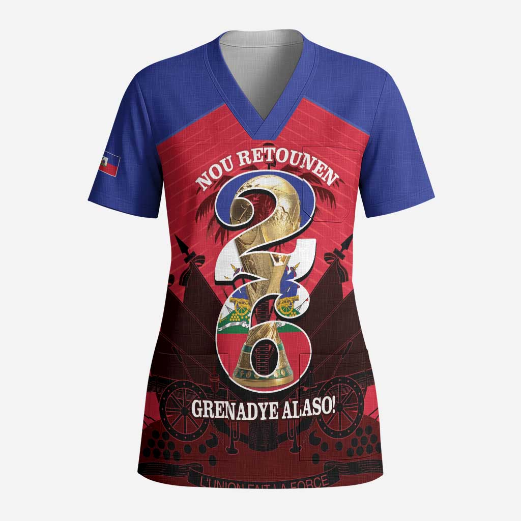 Personalized Les Grenadiers Haiti Football Scrub Top 2026 Nou Retounen ...