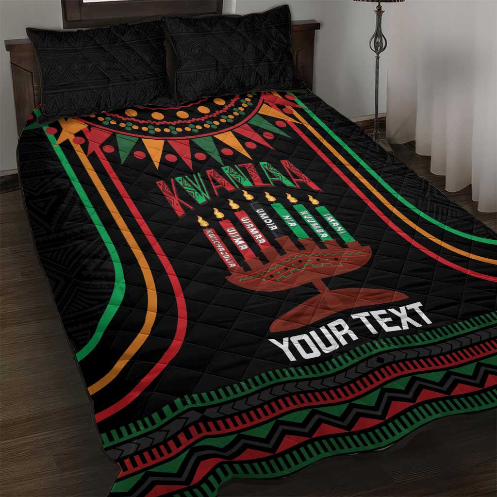 Personalized Afro-American Kwanzaa Quilt Bed Set Kinara Candles African ...