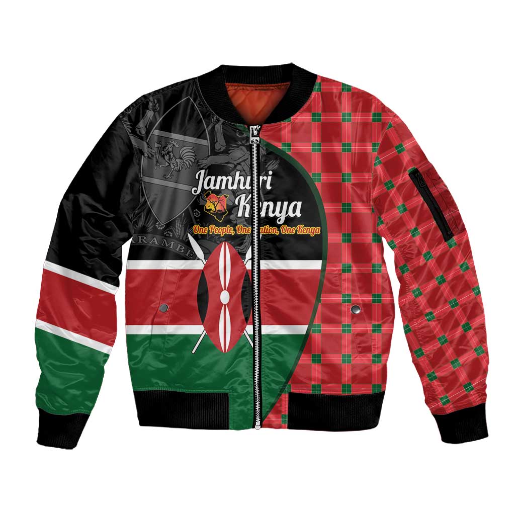 Afro Jamhuri ya Kenya Sleeve Zip Bomber Jacket One People One Nation ...
