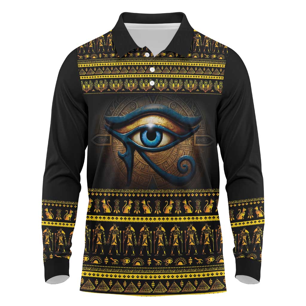 Ancient Egypt Eye Of Ra Long Sleeve Polo Shirt Sun To The Egyptians by ...