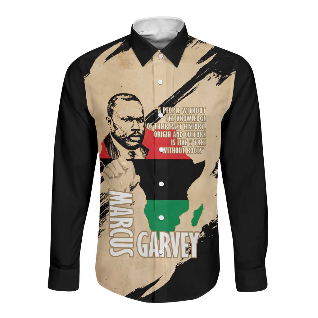 Marcus Garvey Day Long Sleeve Button Shirt UNIA Flag Mix African Map by ...