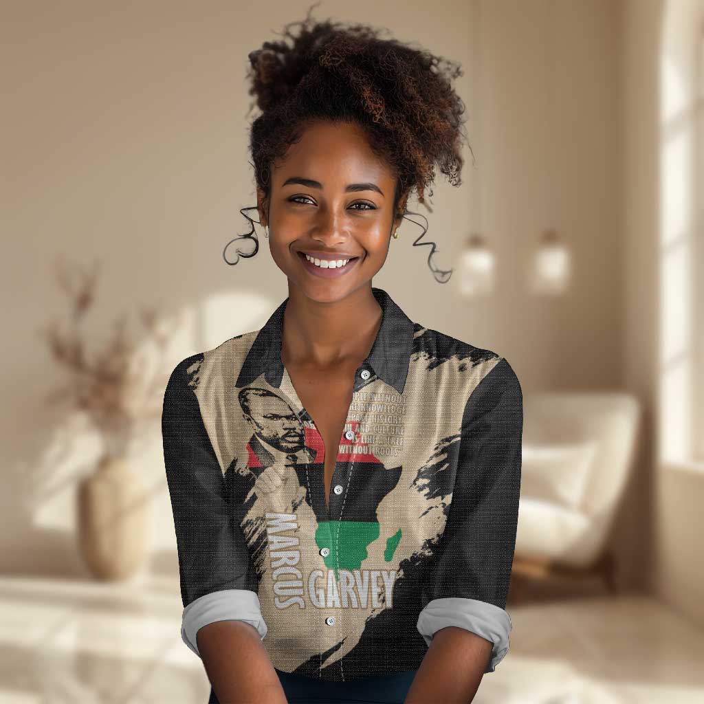 Marcus Garvey Day Women Casual Shirt UNIA Flag Mix African Map by ...
