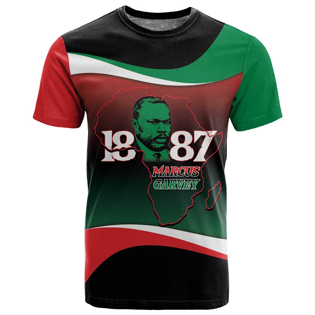 Marcus Garvey 1887 T shirt African Map Curves Style by African Pride