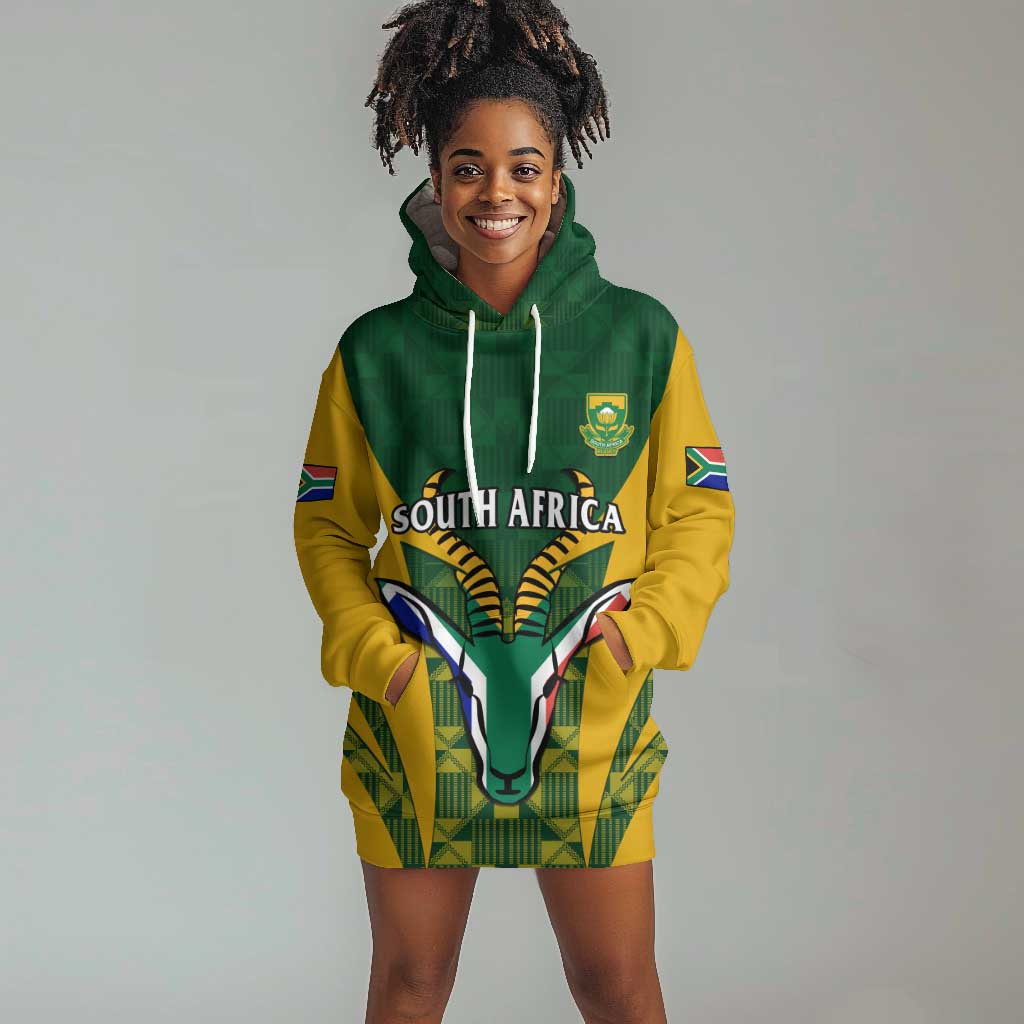 Custom South Africa Rugby Hoodie Dress Go Springboks Kente With Bokke ...