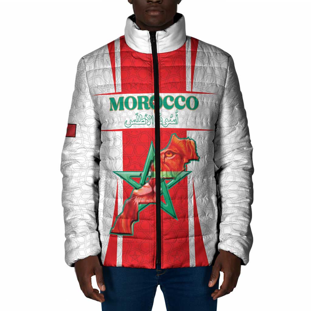 Custom Morocco Football Padded Jacket Go Champions Atlas Lions - White ...
