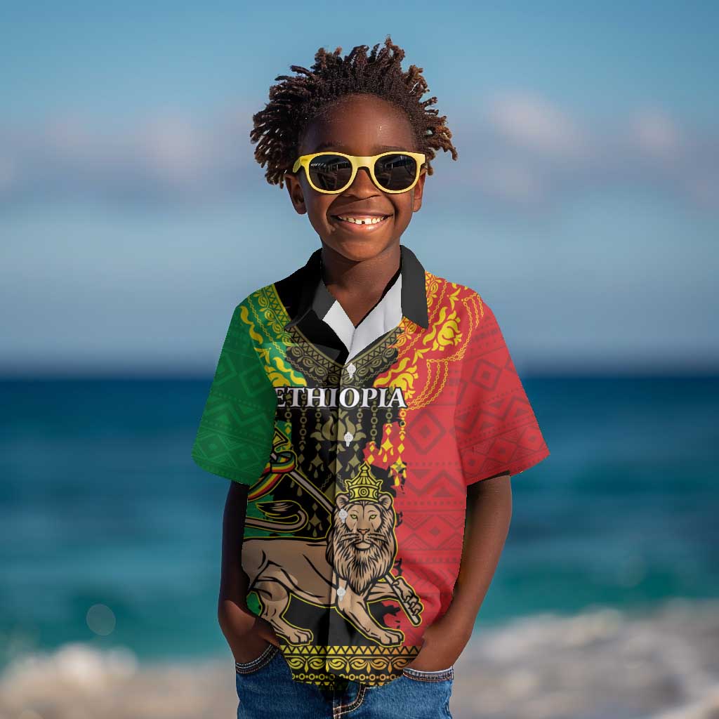 Personalised Afro Ethiopia Kid Hawaiian Shirt Lion Of Judah - African ...