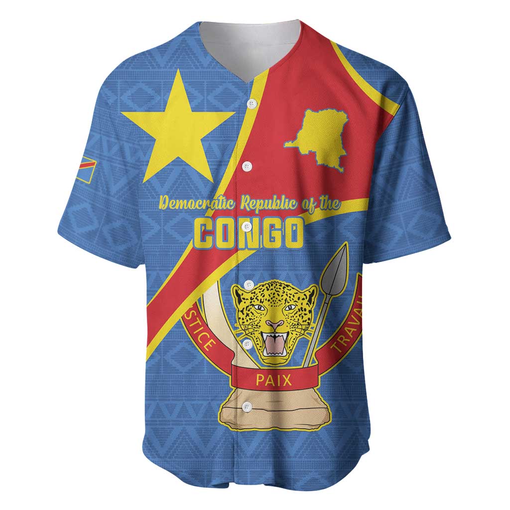 Personalised DR Congo Baseball Jersey Coat Of Arms With Map by AfricanPride