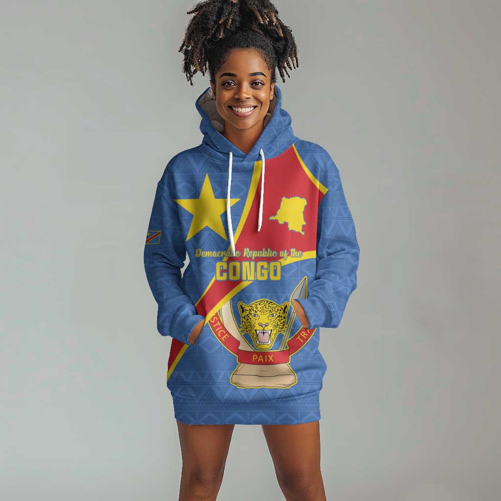 Personalised DR Congo Hoodie Dress Coat Of Arms With Map by AfricanPride