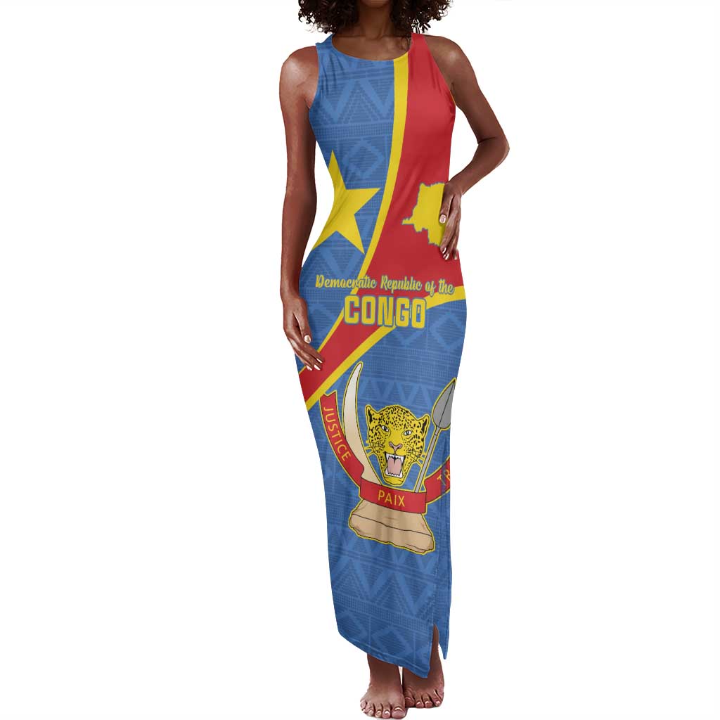 Personalised DR Congo Tank Maxi Dress Coat Of Arms With Map by AfricanPride