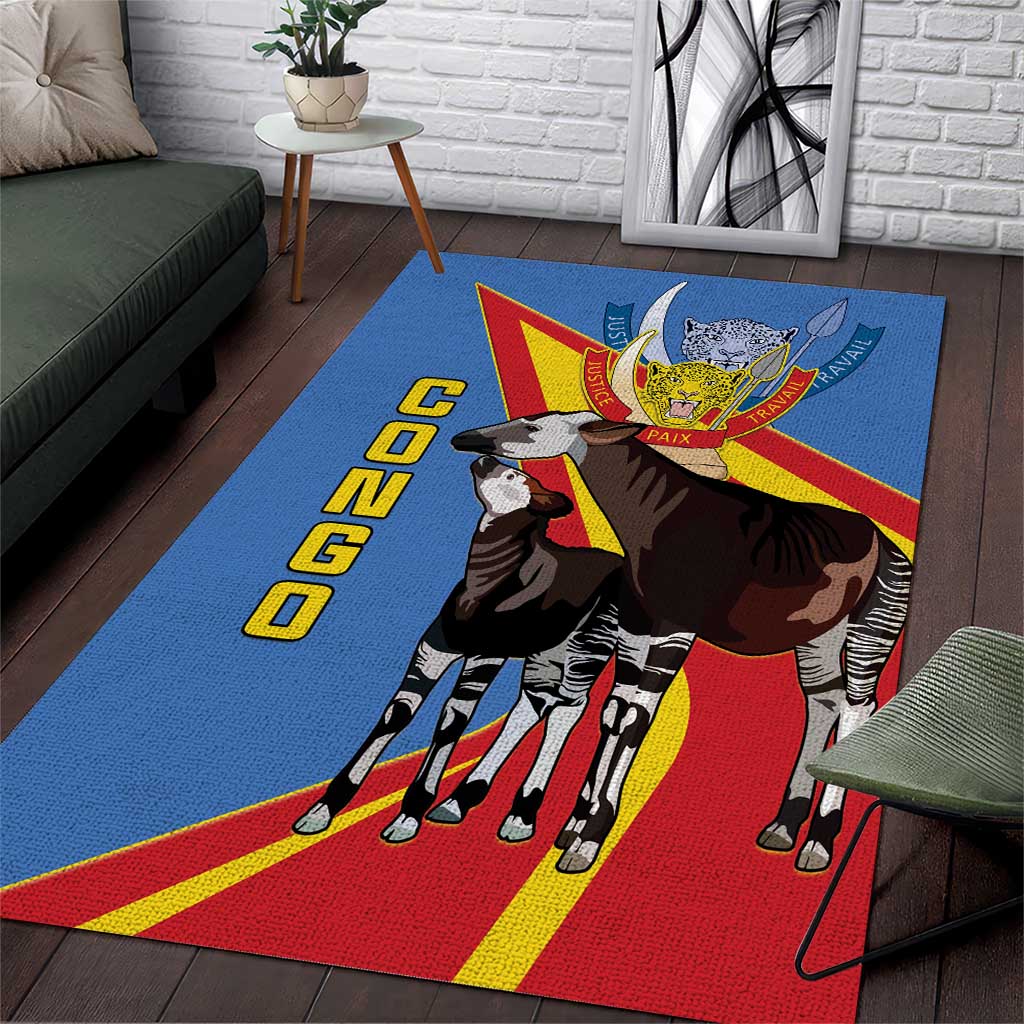 DR Congo Area Rug Okapi Coat Of Arms by AfricanPride