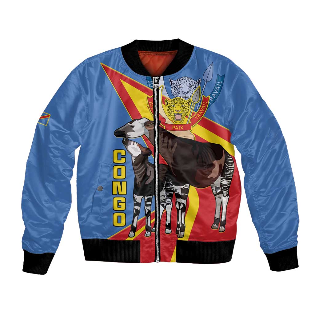 DR Congo Bomber Jacket Okapi Coat Of Arms by AfricanPride