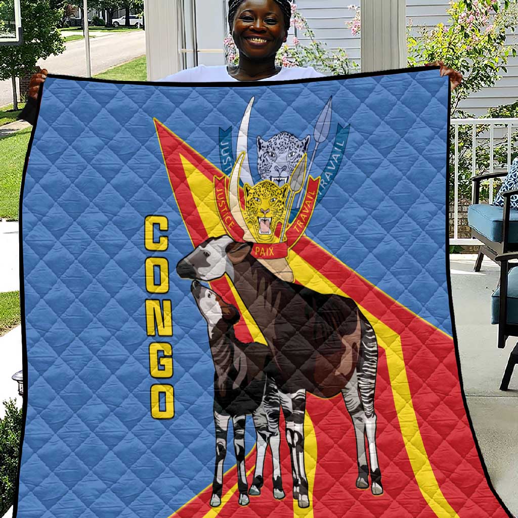 DR Congo Quilt Okapi Coat Of Arms by AfricanPride
