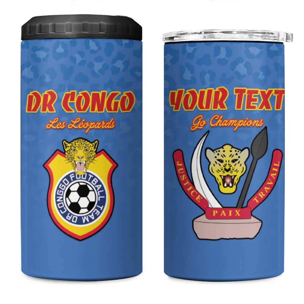 Custom DR Congo Football 4 in 1 Can Cooler Tumbler Allez Les Léopards ...