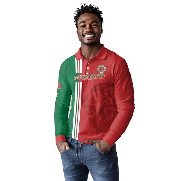 Custom Afro Morocco Football Long Sleeve Polo Shirt With Islamic ...