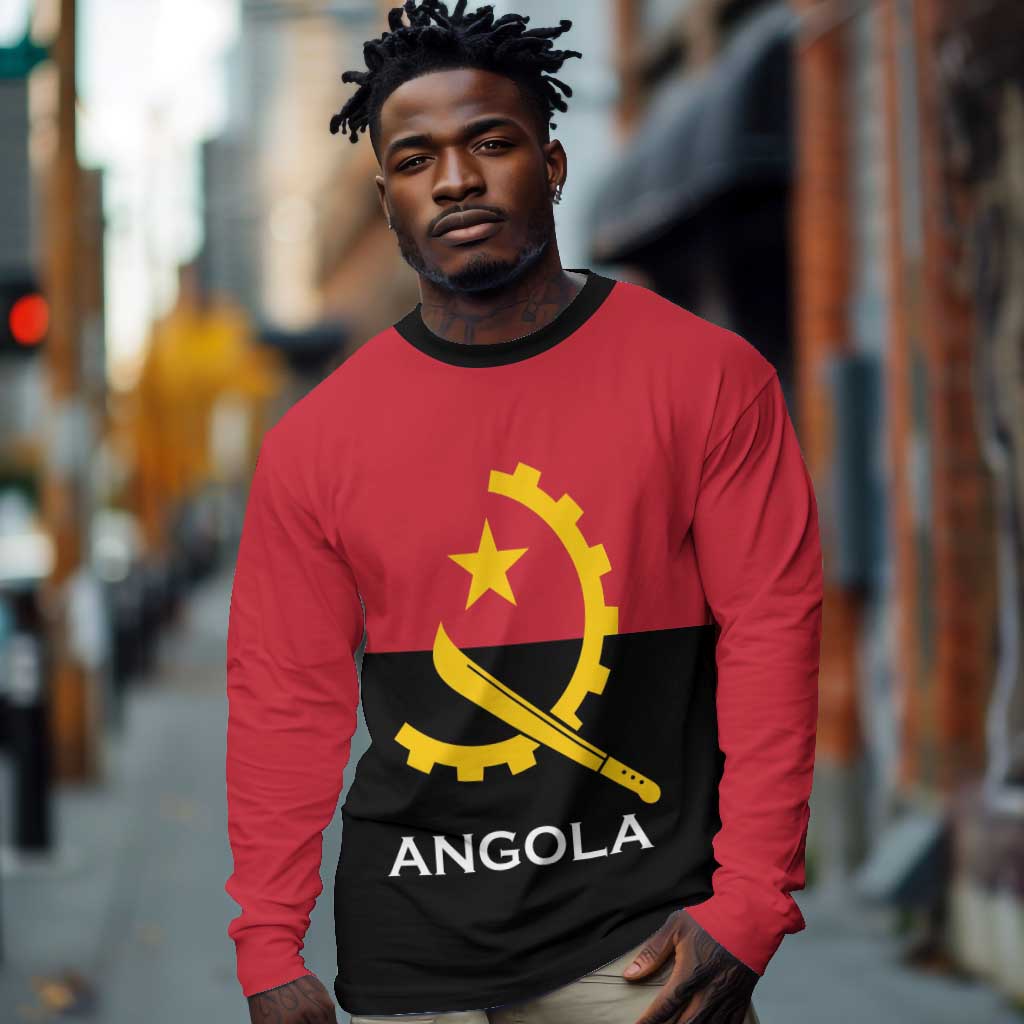 Angola Country Flag Stylized Long Sleeve Shirt by AfricanPride