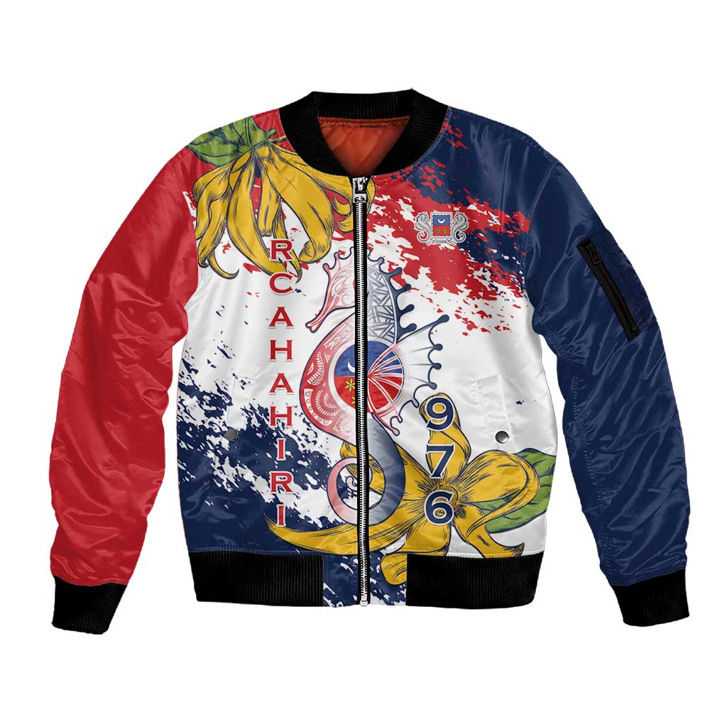 Département de Mayotte Sleeve Zip Bomber Jacket Ra Hachiri 976 Map With ...
