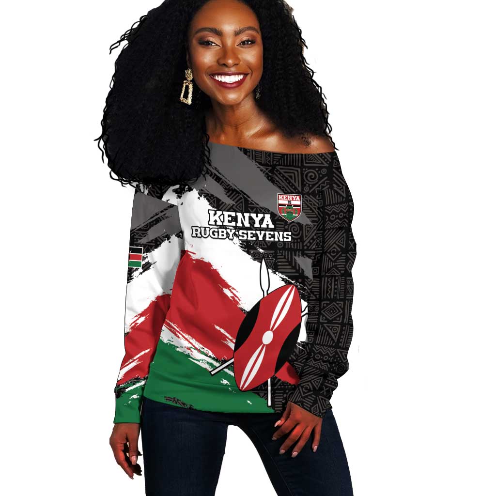 Custom Afro Kenya Off Shoulder Sweater Rugby Sevens - African Pattern ...