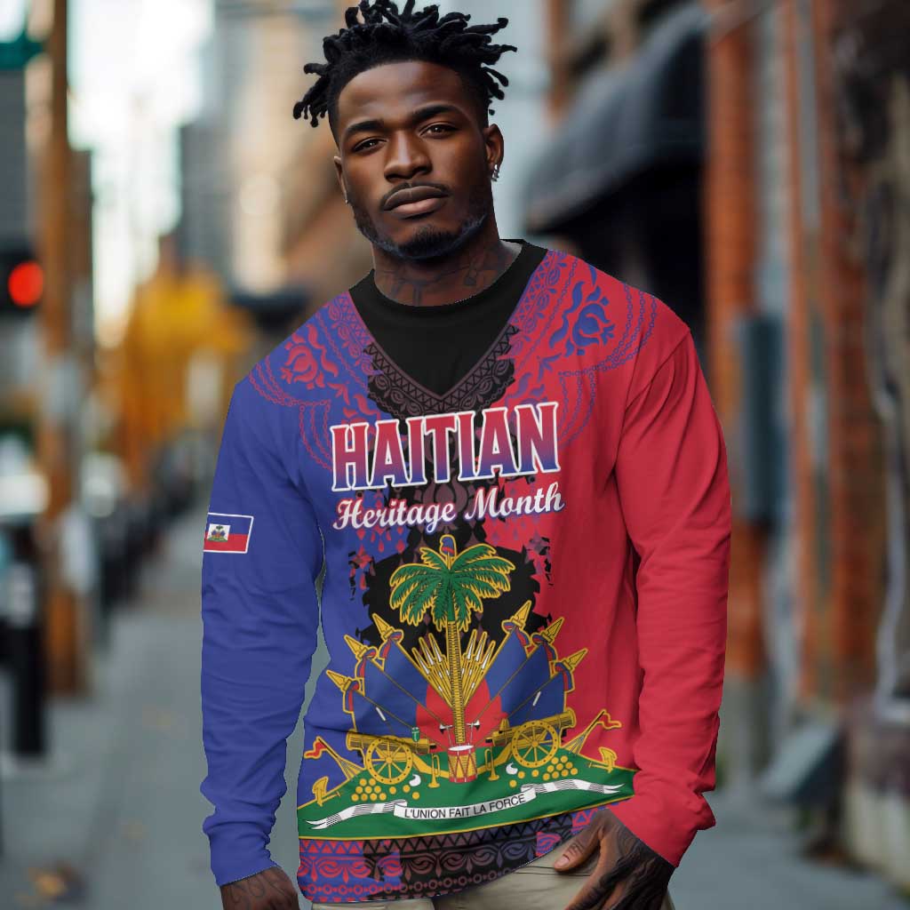 Personalised Haitian Heritage Month Long Sleeve Shirt Coat Of Arms With ...