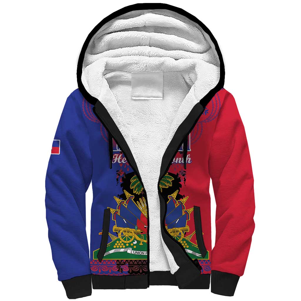 Personalised Haitian Heritage Month Sherpa Hoodie Coat Of Arms With ...