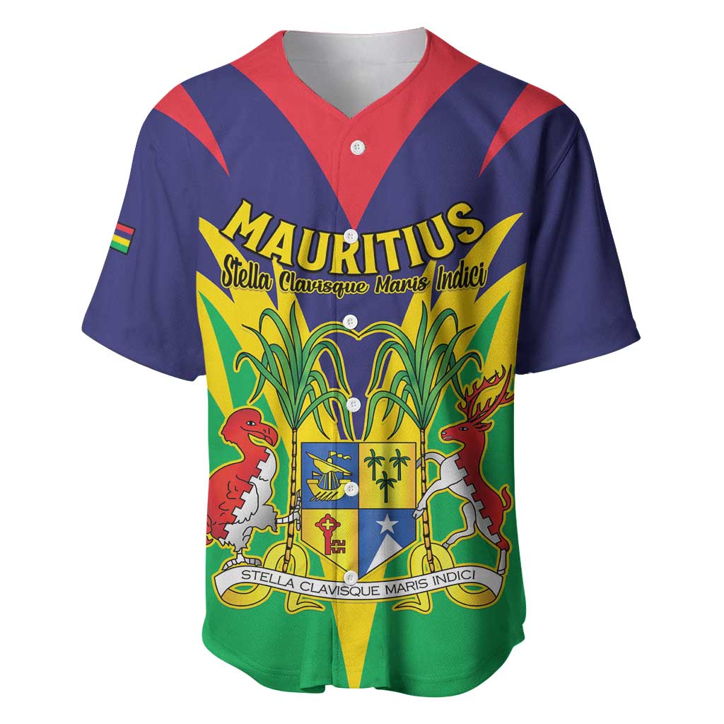 Personalised Republique de Maurice Baseball Jersey Coat Of Arms Flag ...