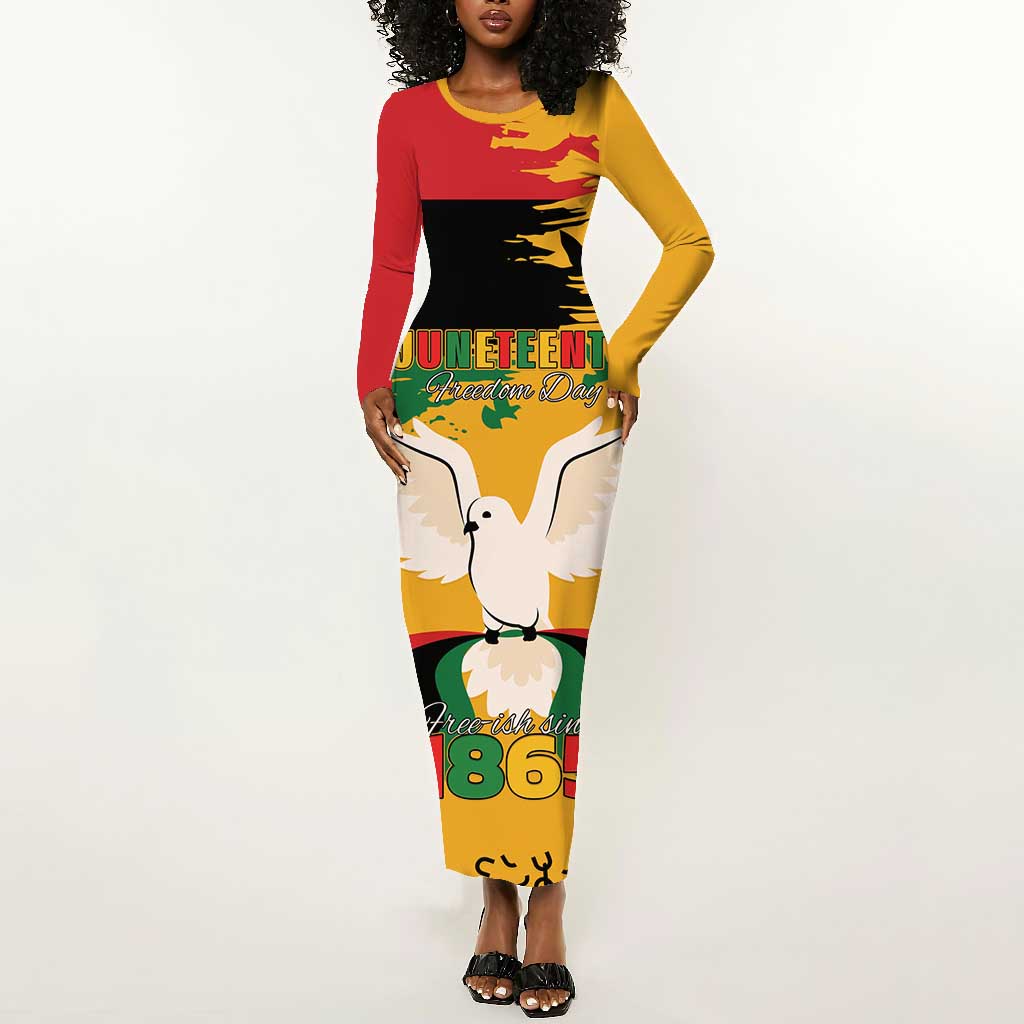 African American Juneteenth 1865 Long Sleeve Bodycon Dress Black ...