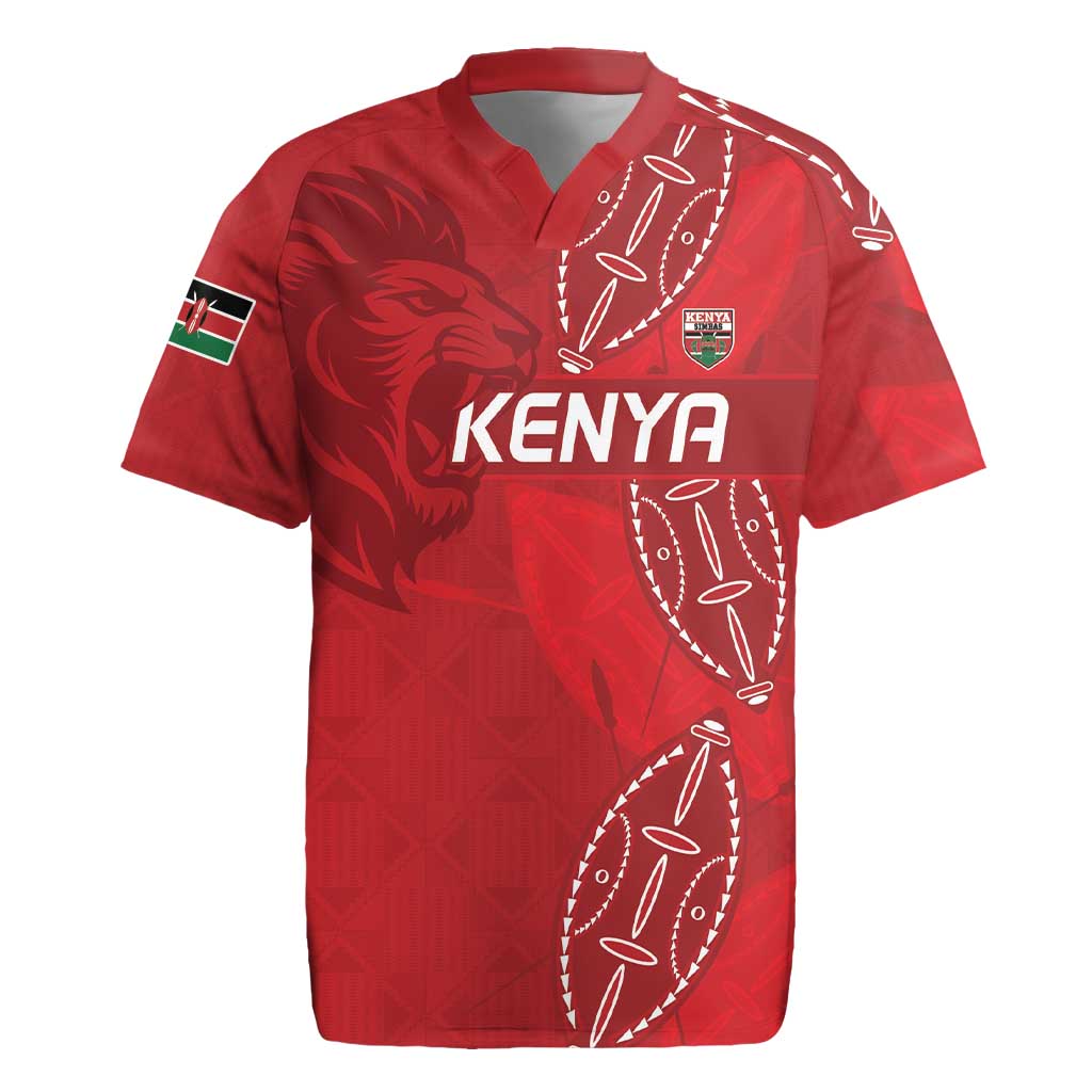 Jamhuri ya Kenya Rugby Custom Rugby Jersey Kenyan Shield Style - Red ...