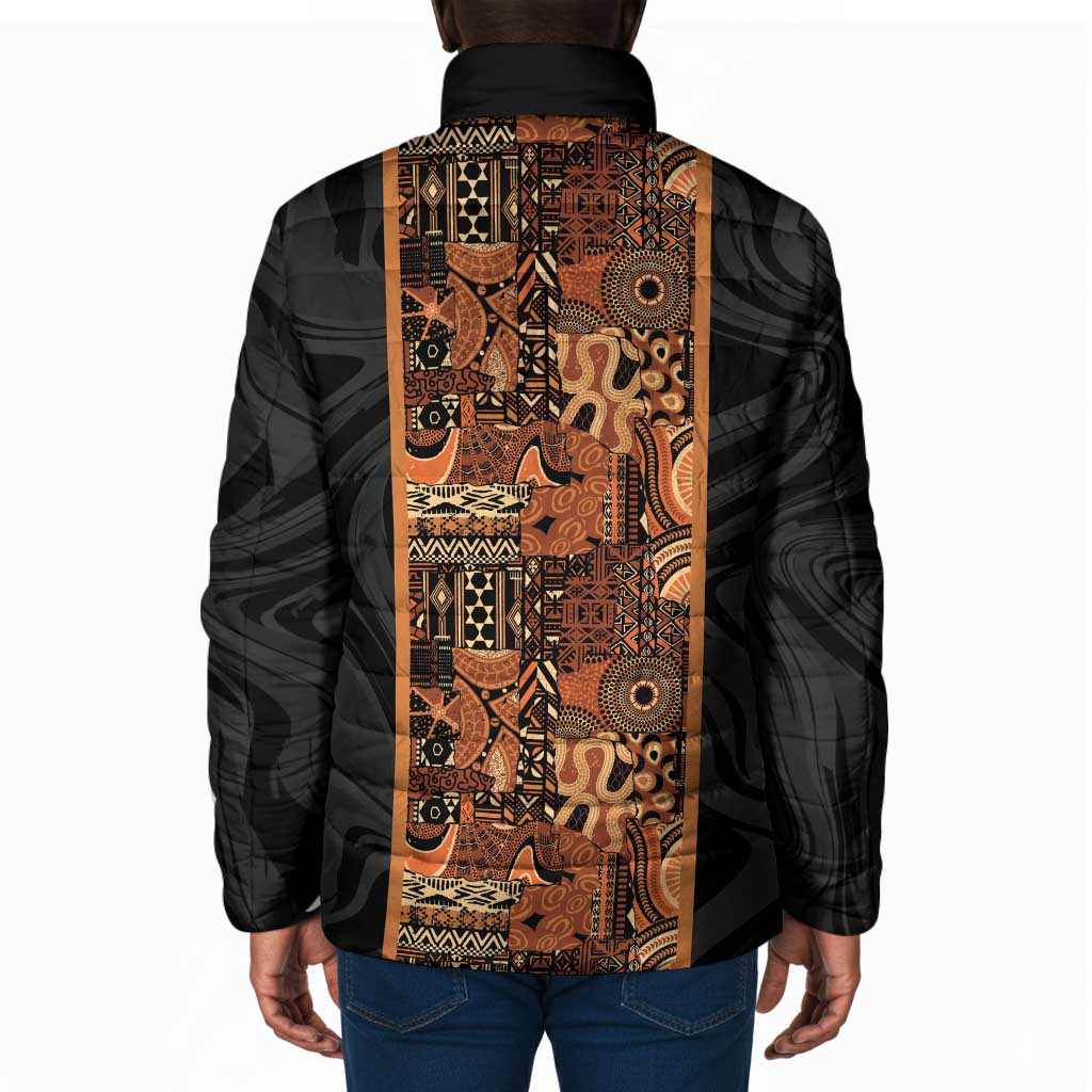 African Tribal Heritage Padded Jacket Earth Tone Pattern by African ...