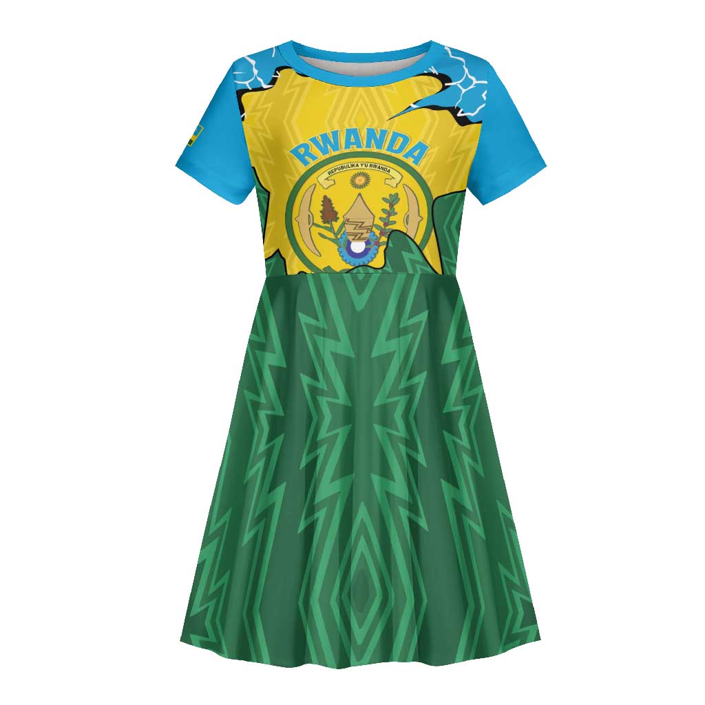 Personalized Jamhuri ya Rwanda Kid Short Sleeve Dress Coat Of Arms ...
