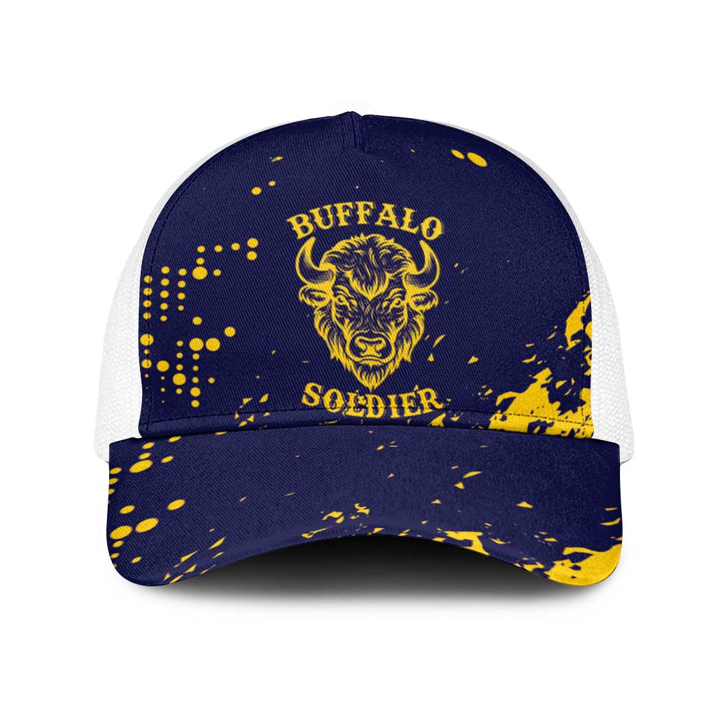 African-American Heroes Mesh Trucker Cap Bison Buffalo Soldiers - Blue ...