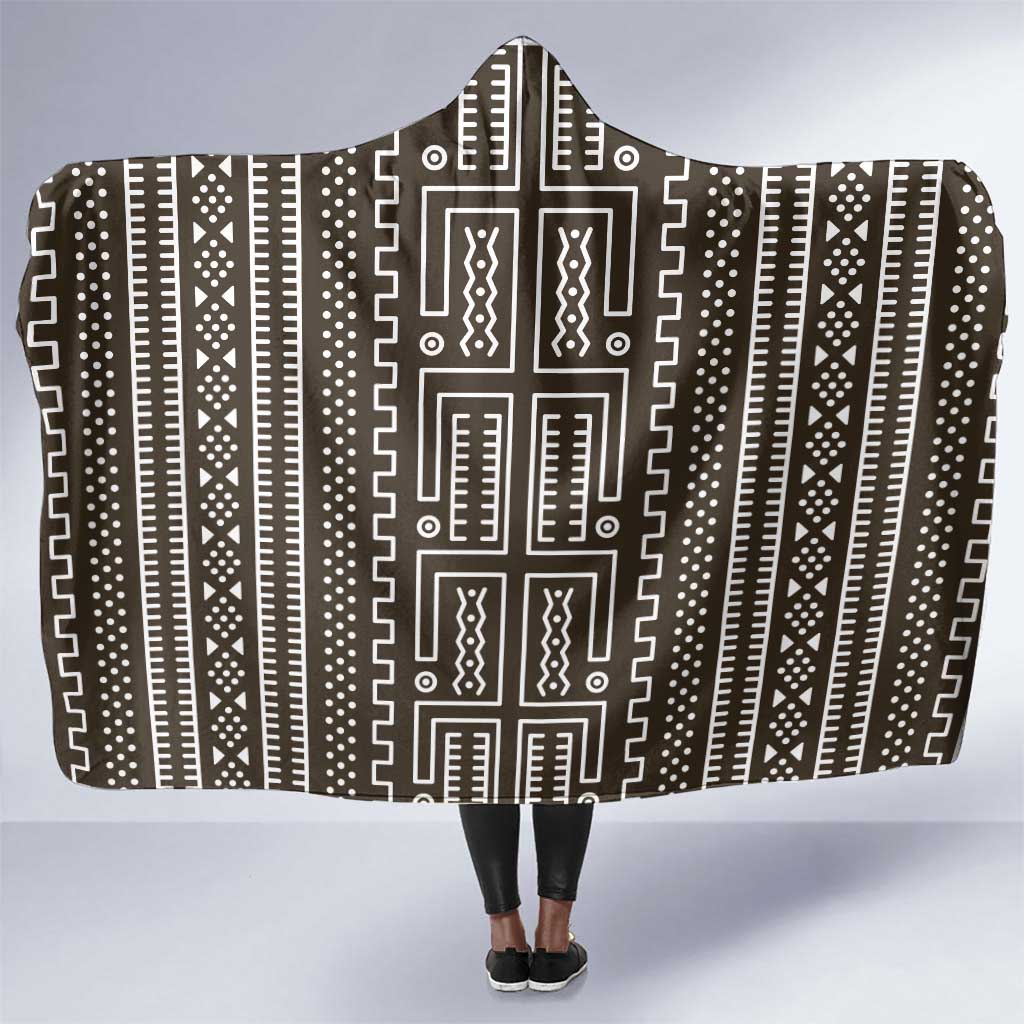Mali Mud Cloth Bogolanfini Pattern Hooded Blanket by African Pride